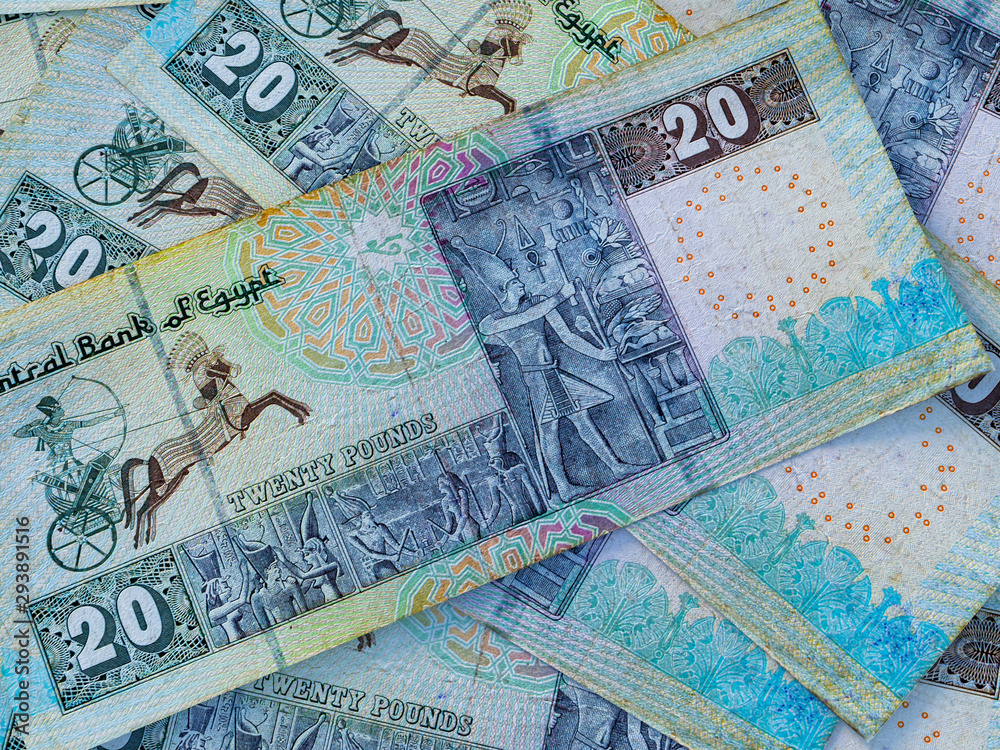 Egyptian pounds. Money of Egypt banknotes, financial background. EGP ...
