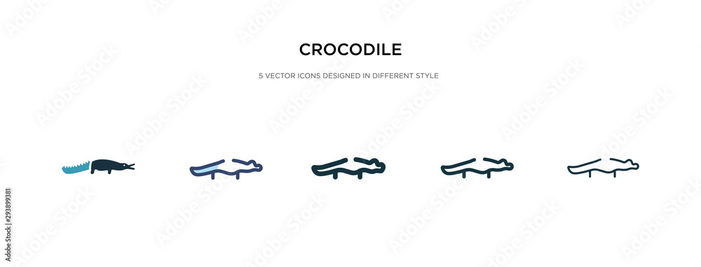 crocodile icon in different style vector illustration. two colored and ...