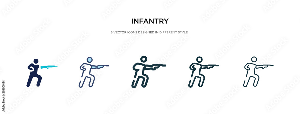 infantry icon in different style vector illustration. two colored and ...