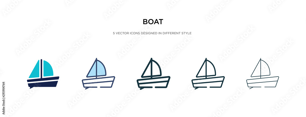 boat icon in different style vector illustration. two colored and black ...