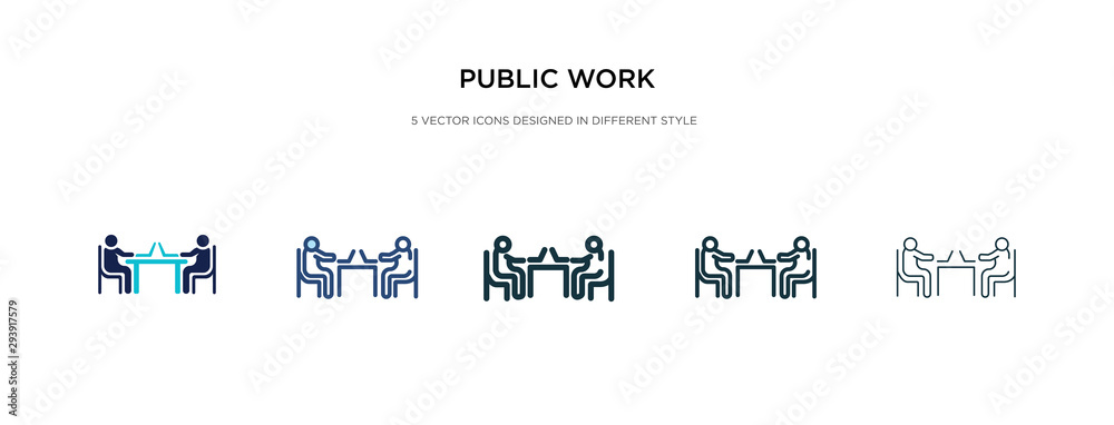public work icon in different style vector illustration. two colored ...