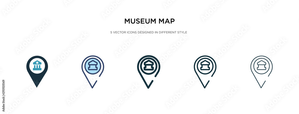 museum map icon in different style vector illustration. two colored and ...