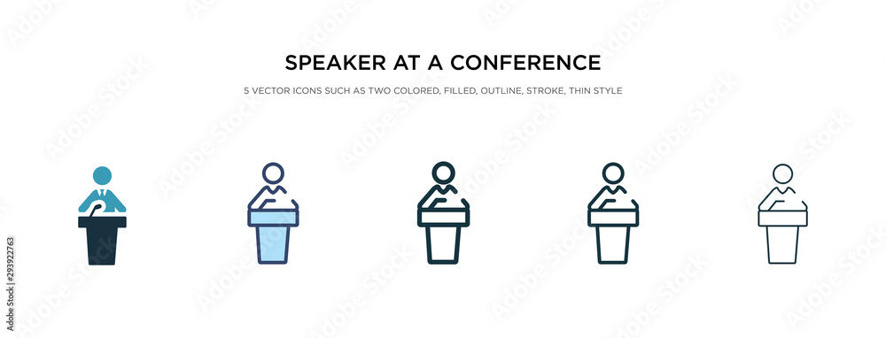 speaker at a conference icon in different style vector illustration ...