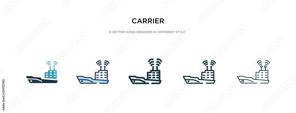 carrier icon in different style vector illustration. two colored and ...