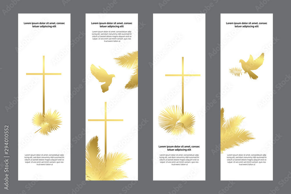 Doves and flowers religious white and gold bookmarks set, christian ...