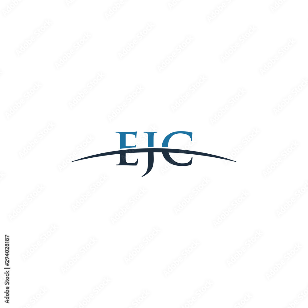 Initial letter EJC, overlapping movement swoosh horizon logo company ...
