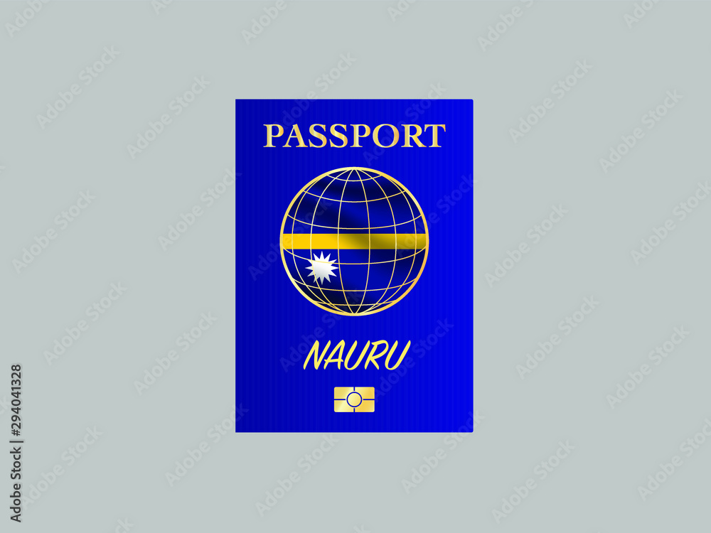 Nauru National flag with International Passport with biometric digital ...