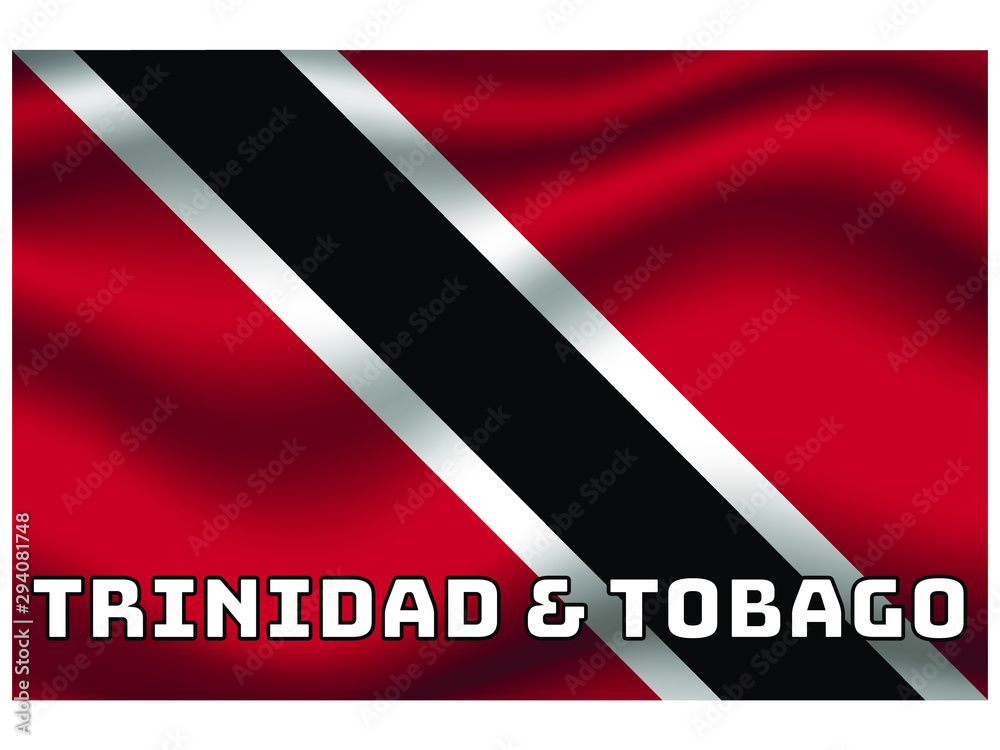 Trinidad and Tobago Waving national flag with name of country, for ...