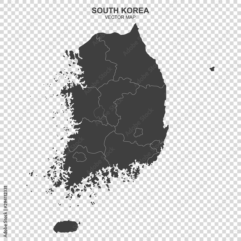 political map of South Korea isolated on transparent background Stock ...