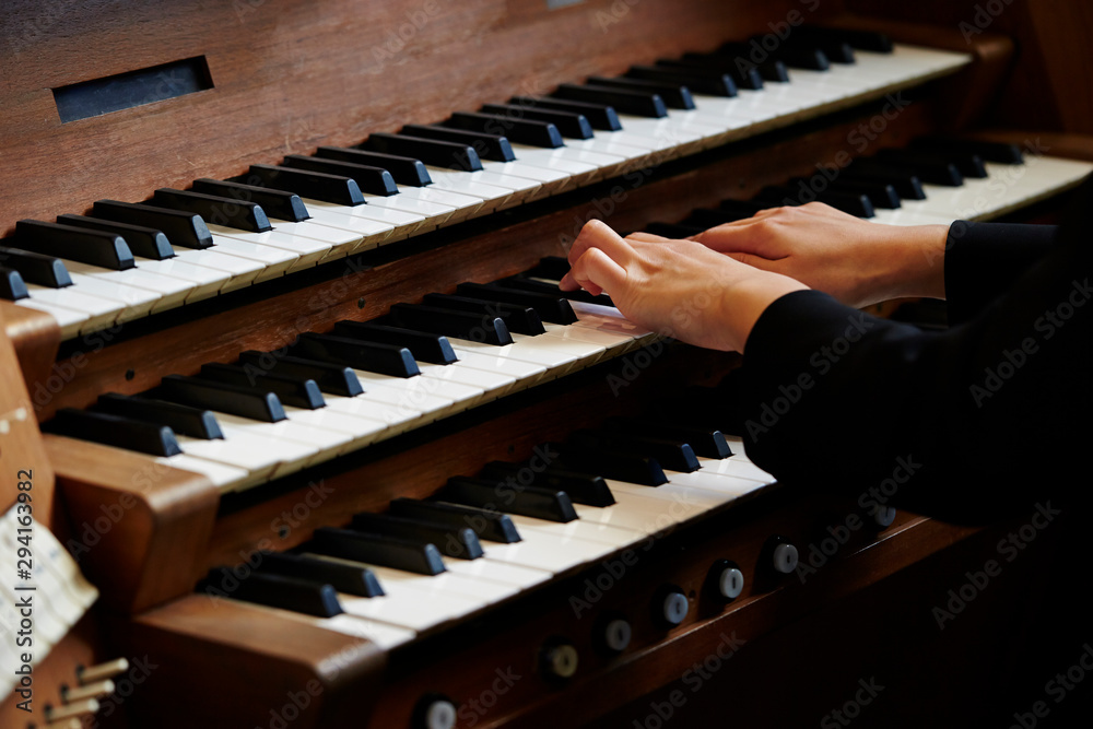 A woman playing the pipe organ Stock Photo | Adobe Stock