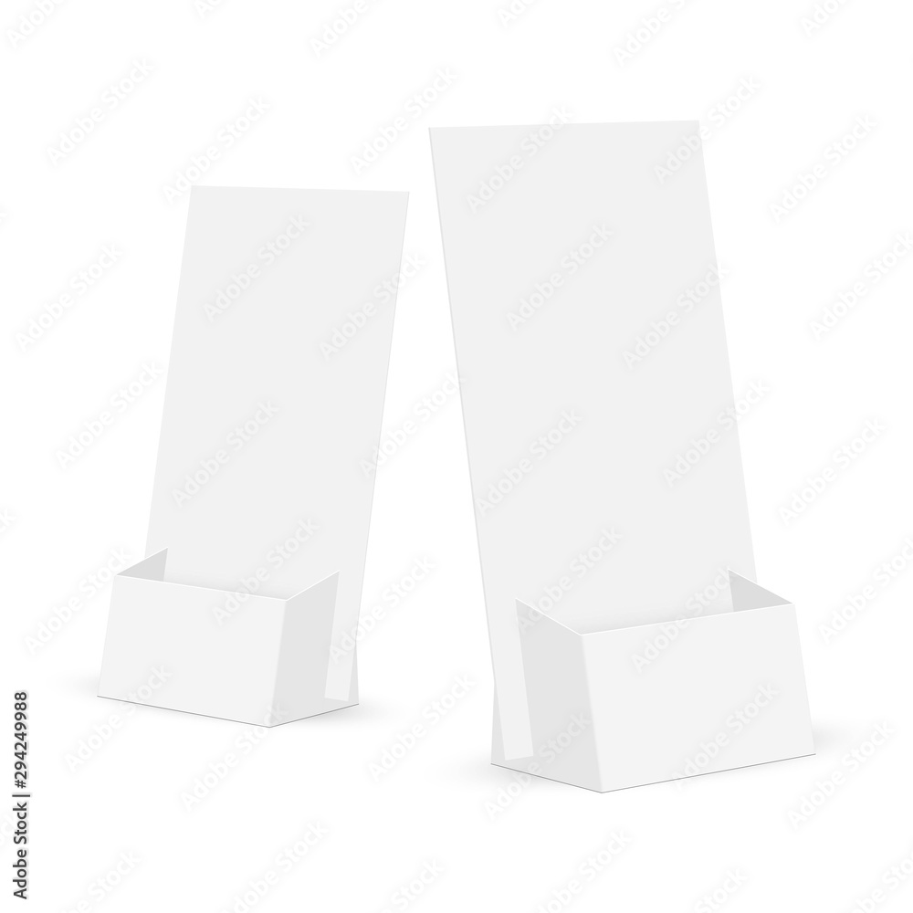 Cardboard flyer holders mockups isolated on white background. Vector ...