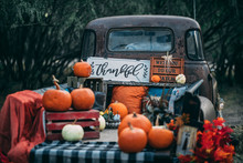 Vintage Fall Truck With Pumpkins Free Stock Photo - Public Domain Pictures