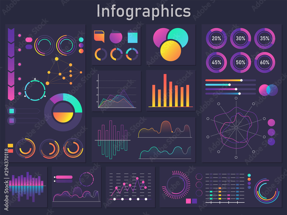 Infographics diagram, chart and graph set. Stock Vector | Adobe Stock