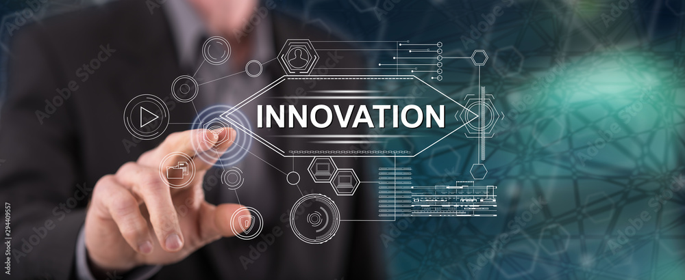 Man touching an innovation concept Stock Photo | Adobe Stock