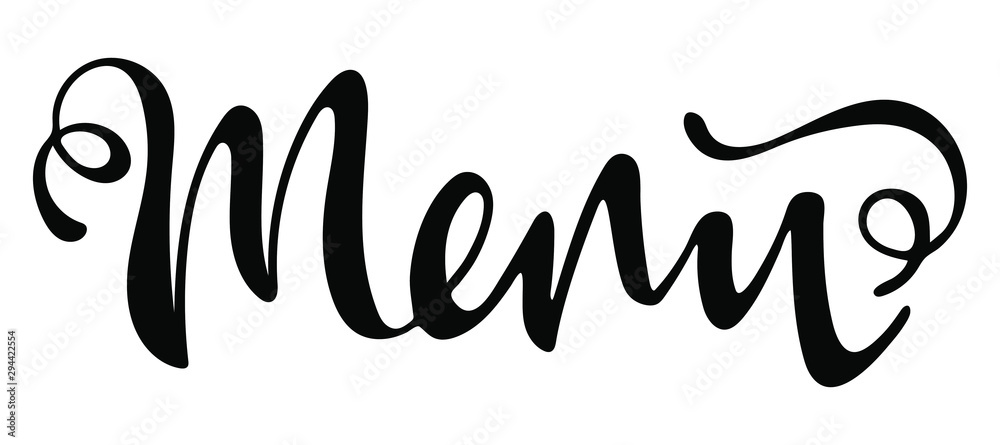 Menu word, hand written calligraphy lettering isolated on white ...