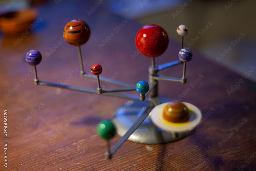 Solar system in miniature. Layout of our system. Star and planets ...