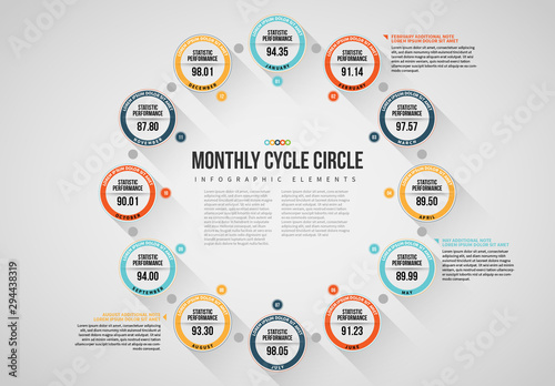 Monthly Circle Cycle Info Chart Layout Stock Template | Adobe Stock