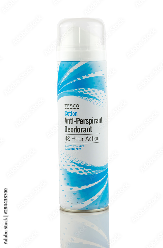 Tesco aerosol 'cotton' Anti-Perspirant Deodorant spray. Stock Photo ...