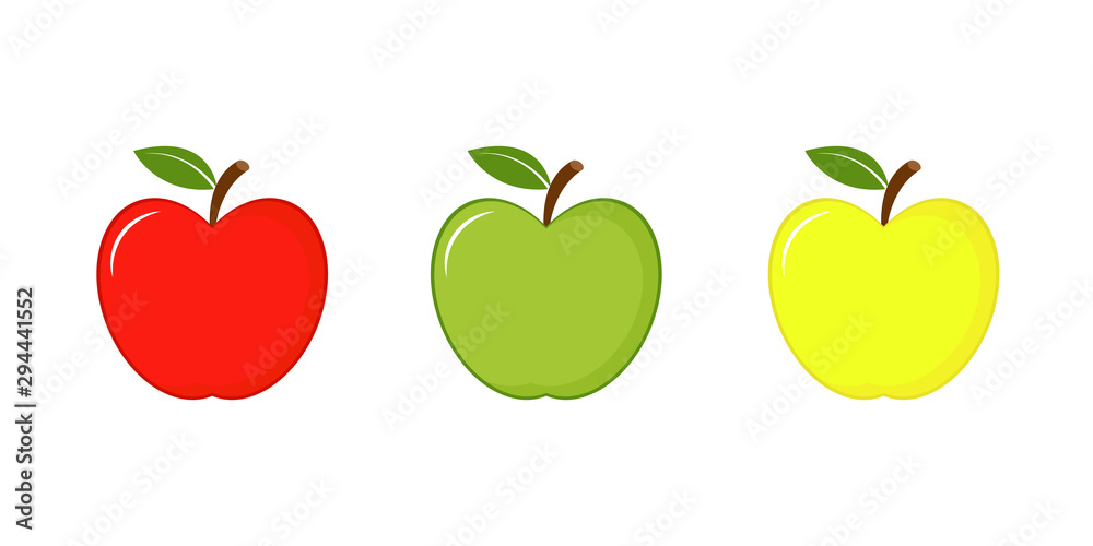 Apples icon red, green and yellow. Vector illustration isolated on ...