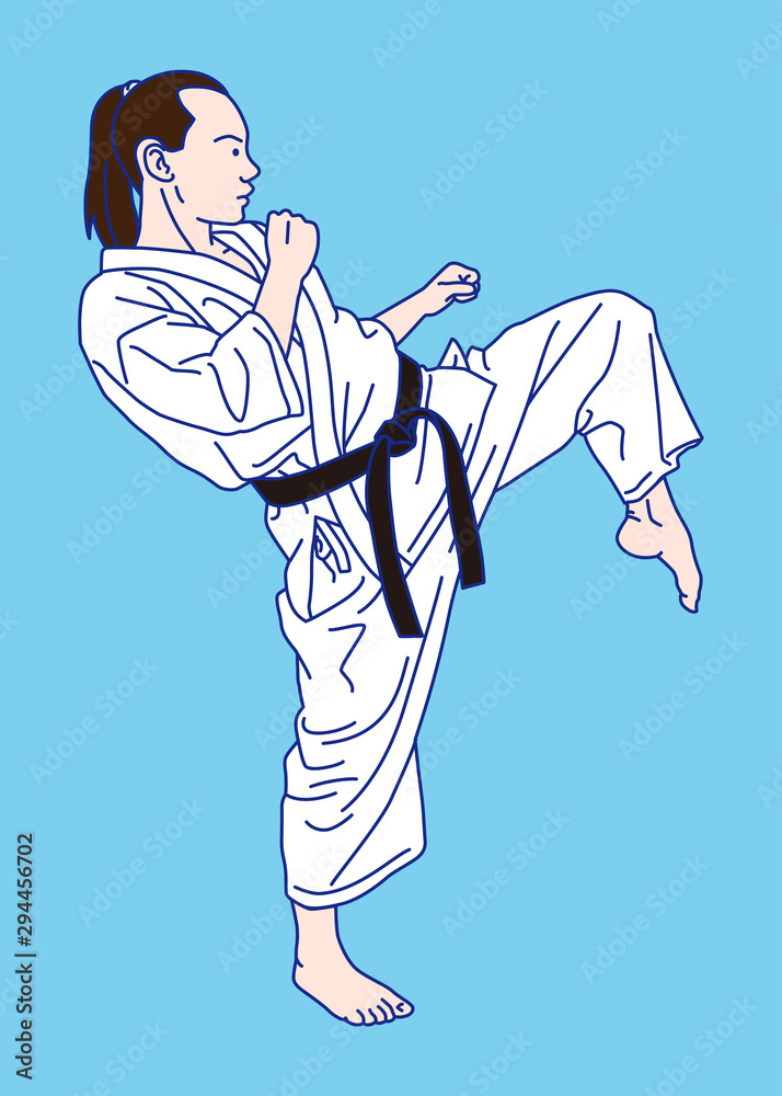 Female Karate player Kick vector illustration Stock Vector | Adobe Stock
