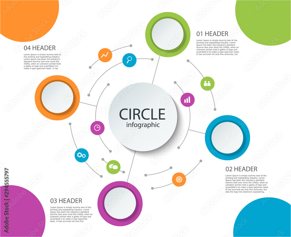 Abstract round infographics 4 step. Business template presentation ...
