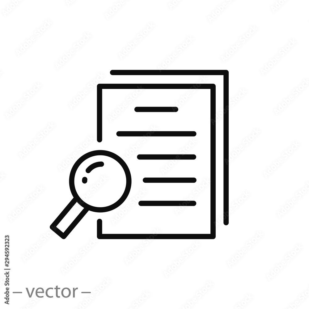 case study icon, research analysis, marketing, thin line web symbol on ...