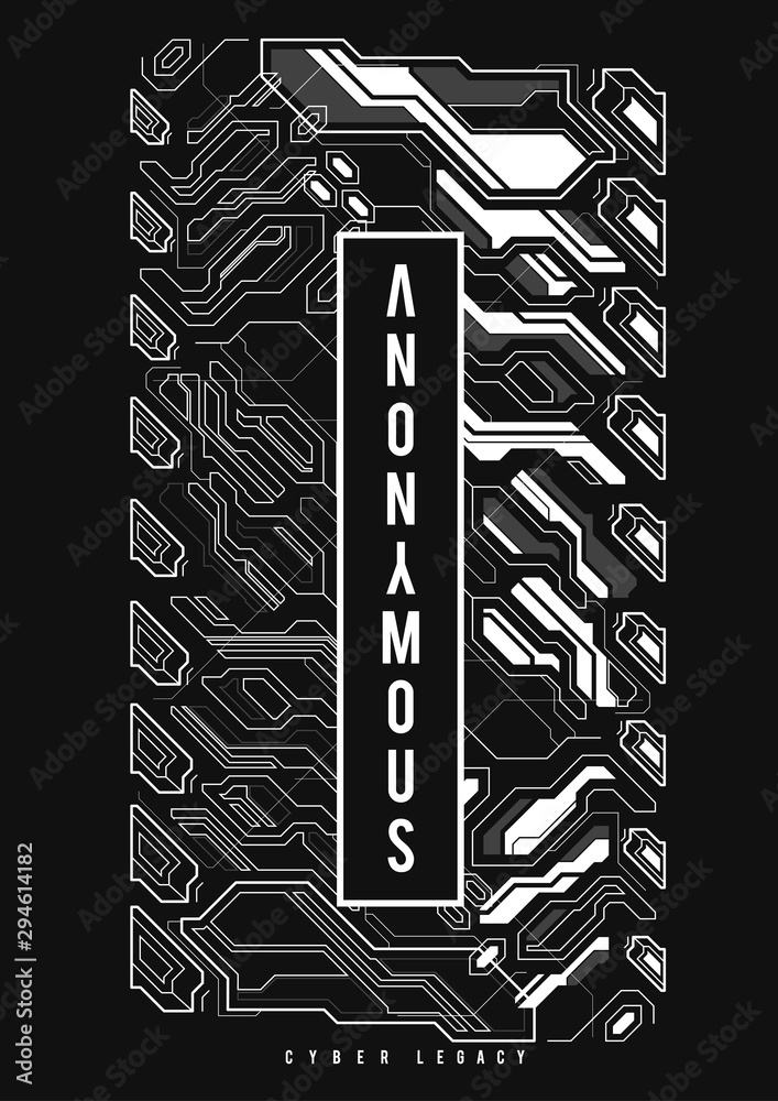 Cyberpunk futuristic poster. Tech Abstract poster template with HUD ...