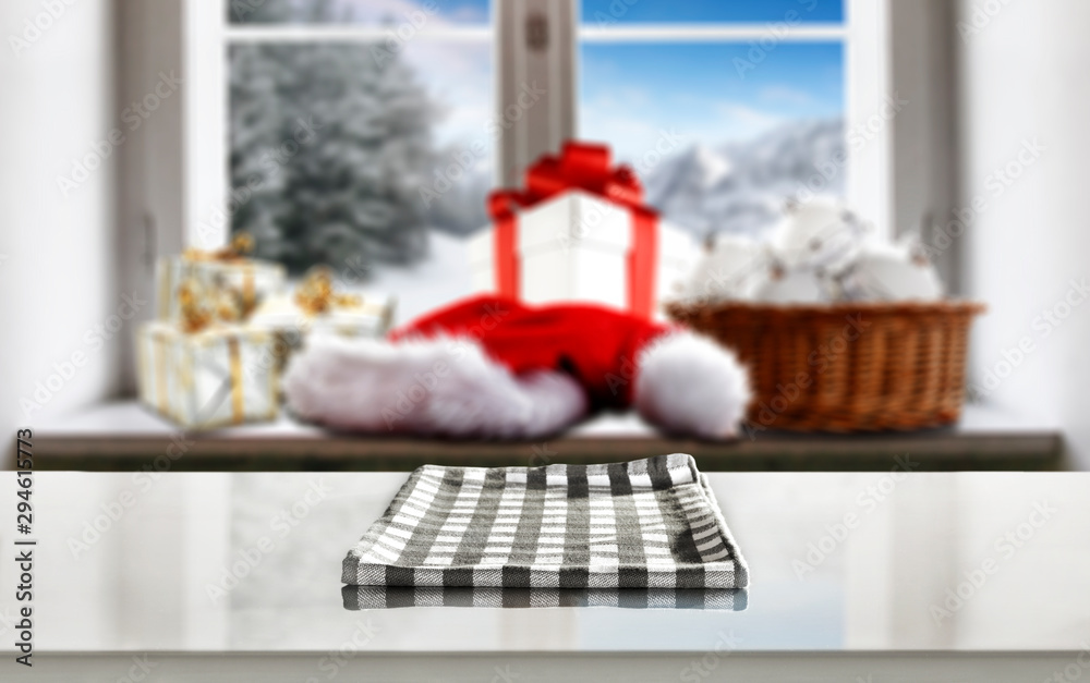 Window sill background and wooden desk of free space for your ...