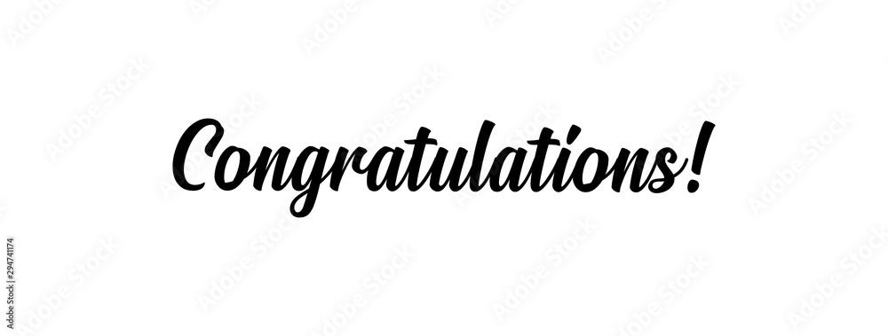 Congratulations handwritten text, vector congrats typographic sign. の ...