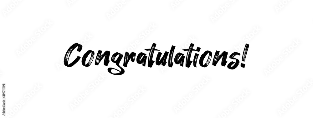 Congratulations handwritten text, vector congrats typographic sign ...