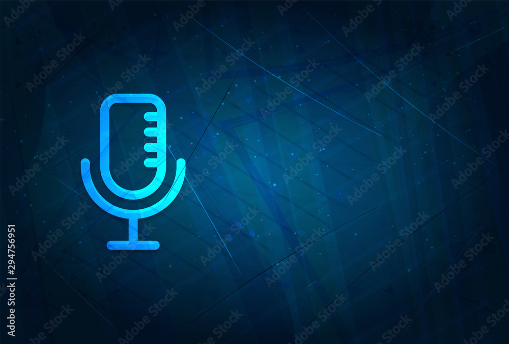 Microphone icon futuristic digital abstract blue background Stock ...