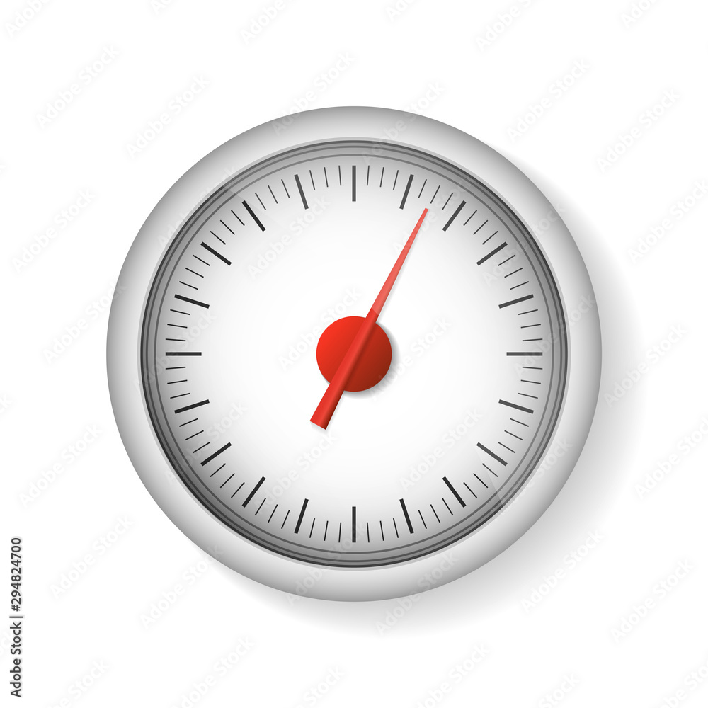 Realistic white speedometer isolated on white background. 3d timer ...