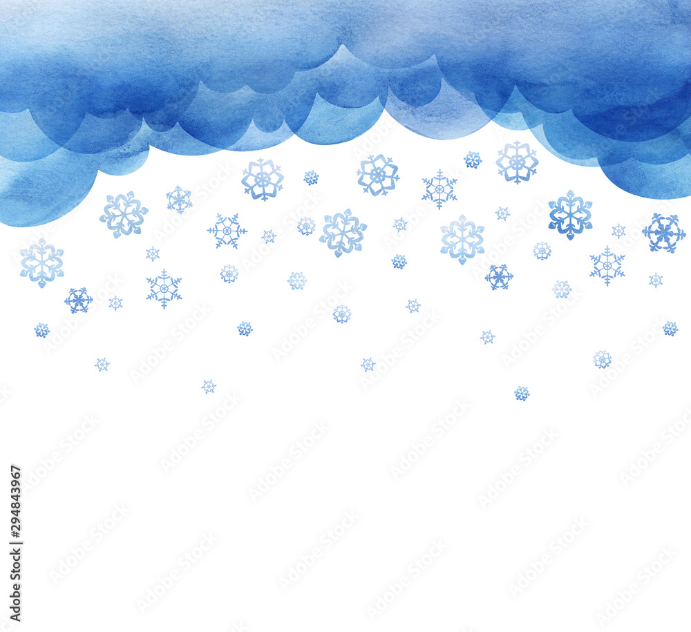 Snowing. Large snowflakes are falling. cutout background template with ...