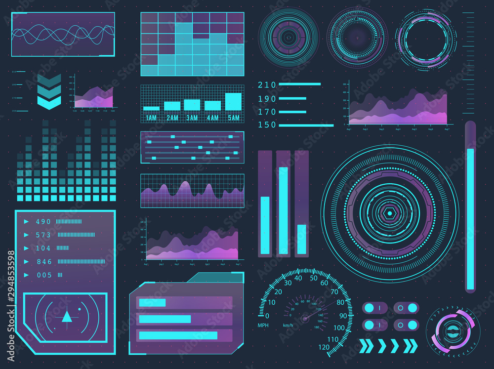 HUD elements mega pack. Sci-Fi futuristic User Interface. Menu buttons ...