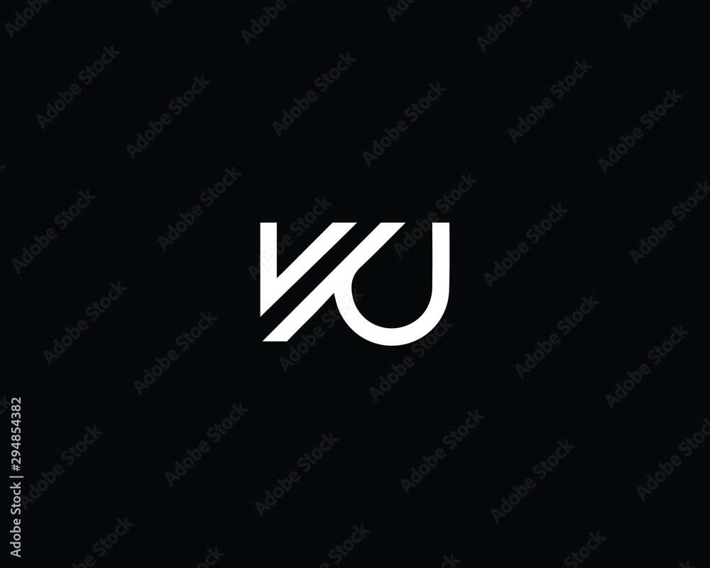 Trendy and Minimalist Letter VU Logo Design in Black and White Color ...
