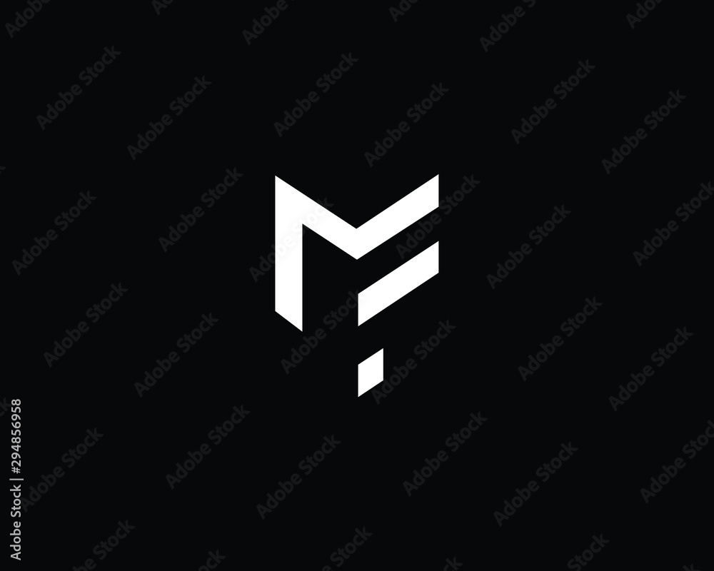 Trendy and Minimalist Letter MF Logo Design in Black and White Color ...
