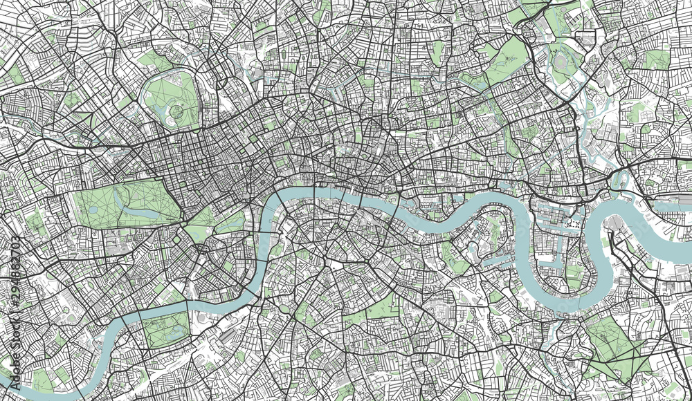 Detailed Map of London, UK Stock Vector | Adobe Stock