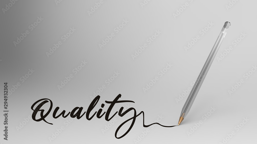 Quality, Quality word written with calligraphy with Transparent plastic ...