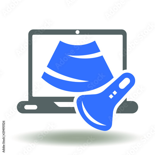 Ultrasonography Ultrasonic Portable Machine Logo. Ultrasound laptop ...