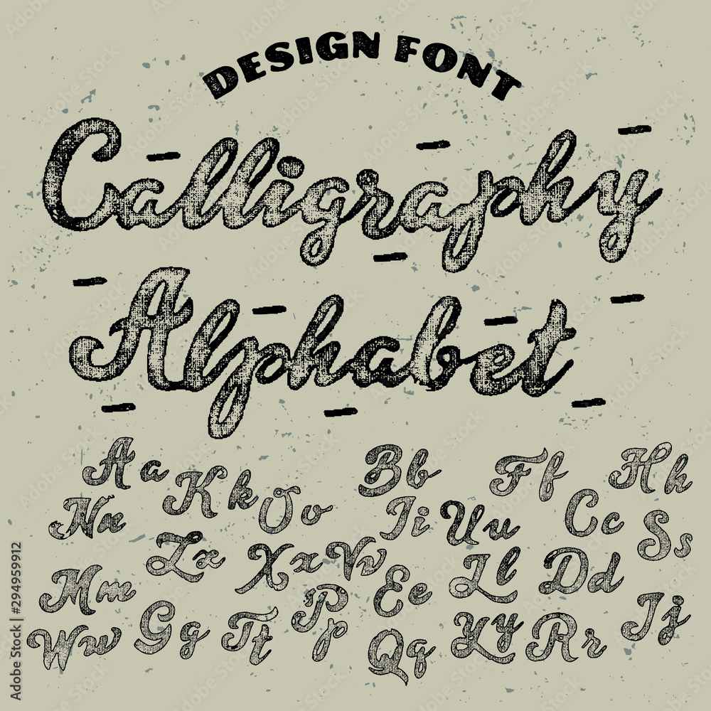 Hand drawn calligraphy typeface on light background for logos.Outdoor ...