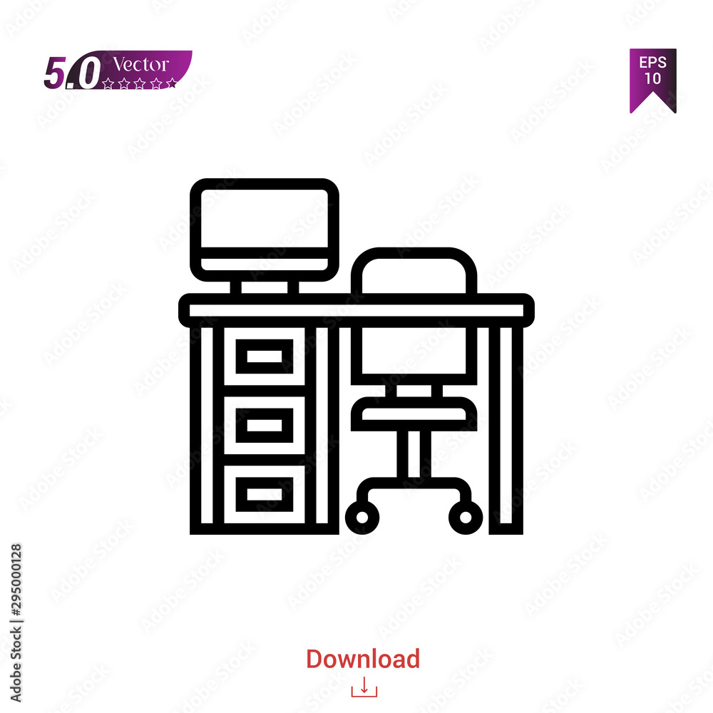 Outline desk icon. desk icon vector isolated on white background ...