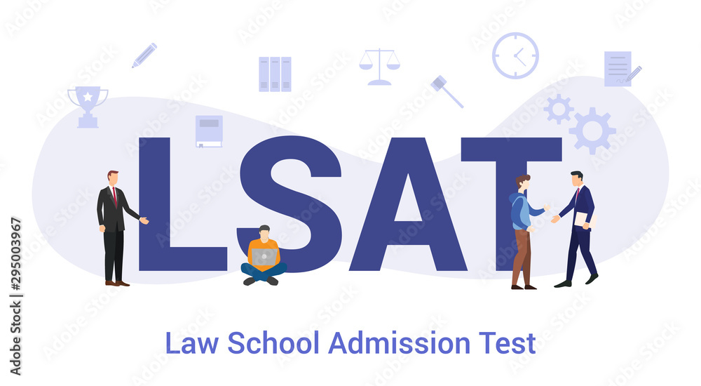 lsat law school admission test concept with big word or text and team ...