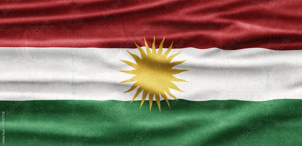 Kurdistan National Holiday. Kurdish Flag background with yellow sun and ...