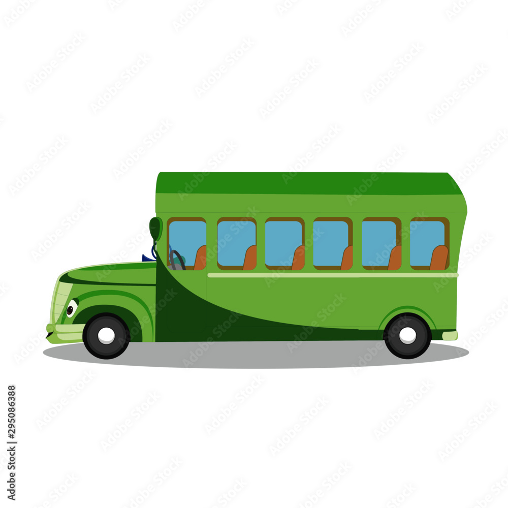Green Bus Side View - Cartoon Vector Image Stock Vector | Adobe Stock