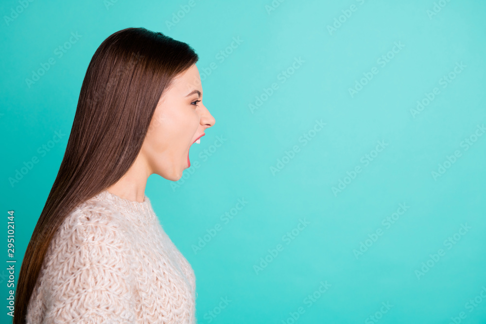Copyspace photo of outraged evil screaming bossy girlfriend standing ...
