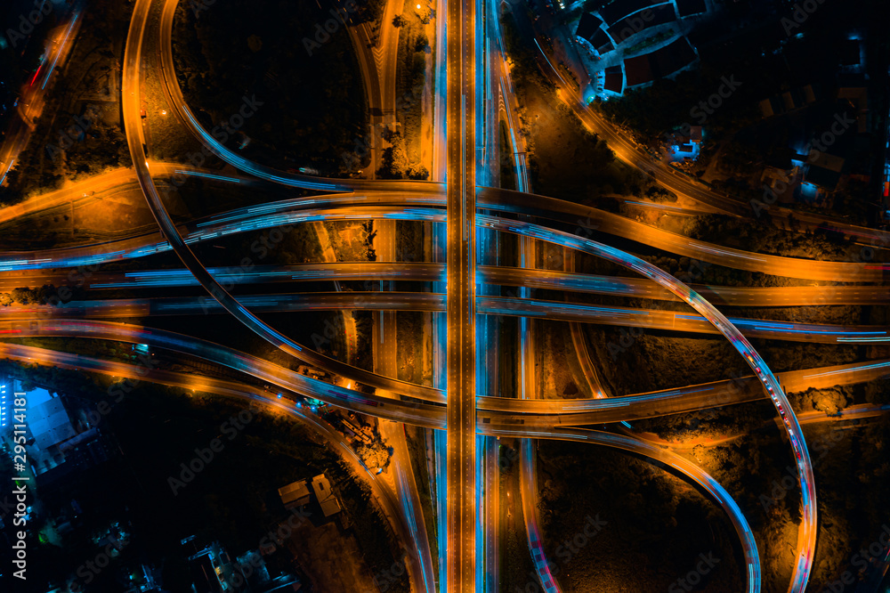 Modern Clever transportation with Expressway top aerial view, highway ...