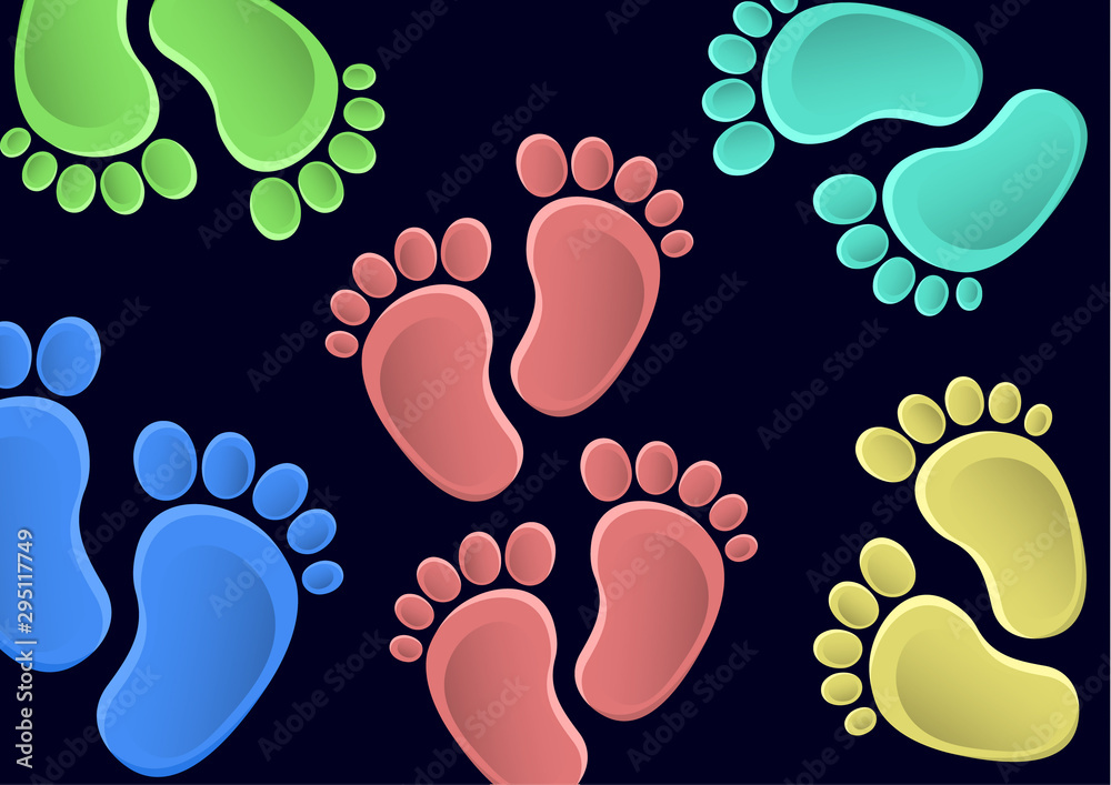 Collection of baby legs. Baby steps set illustration - pair of colored ...