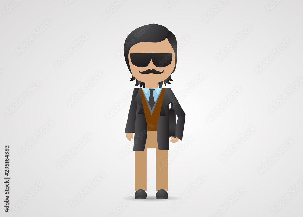Mafia Gangster Cartoon Vector. Business Man - Isolated On Gray ...
