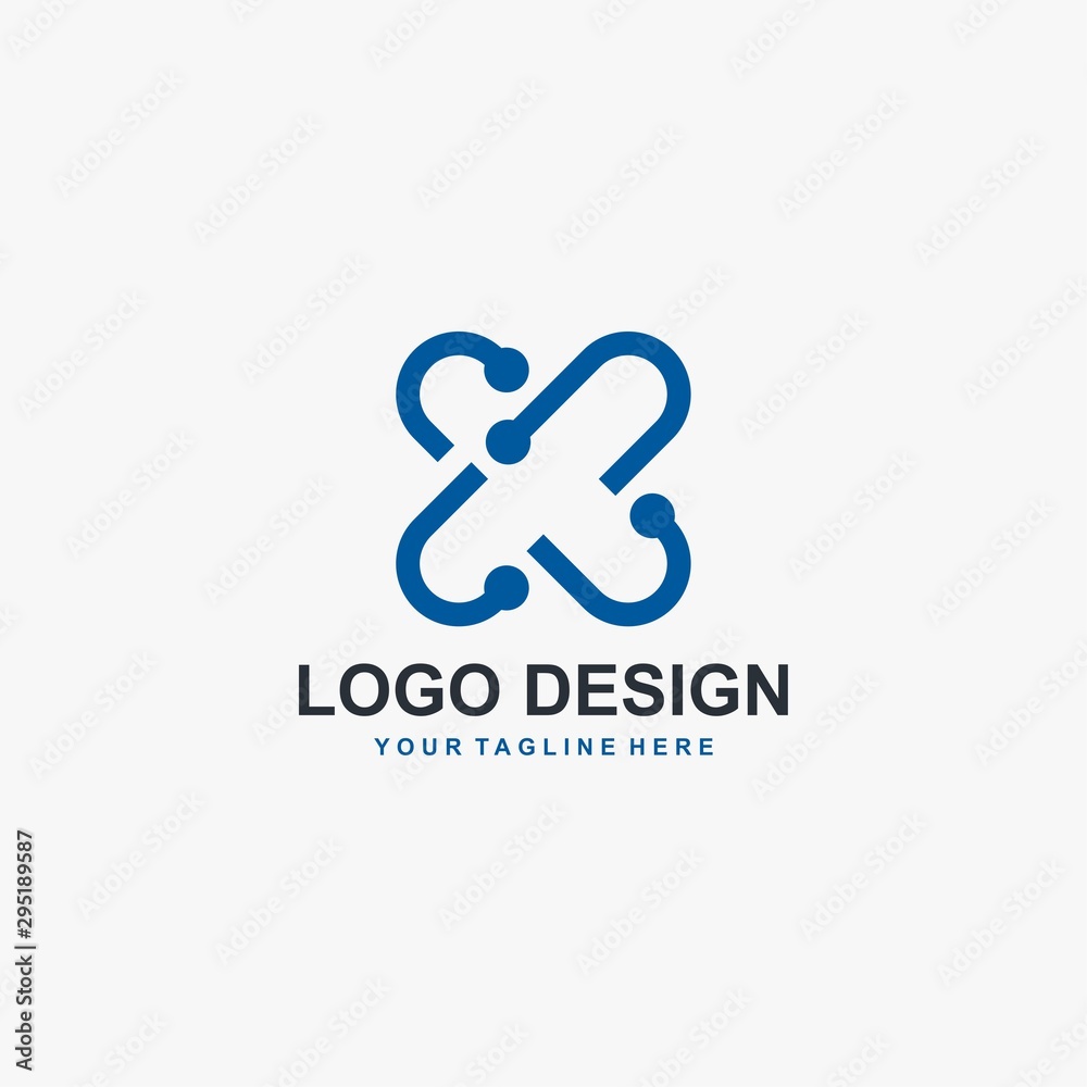 Cross X logo design vector. Letter X outline abstract symbol. Type X ...