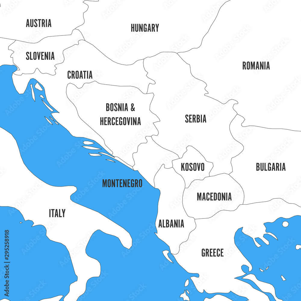 Vector de Stock Political map of Balkans - States of Balkan Peninsula ...